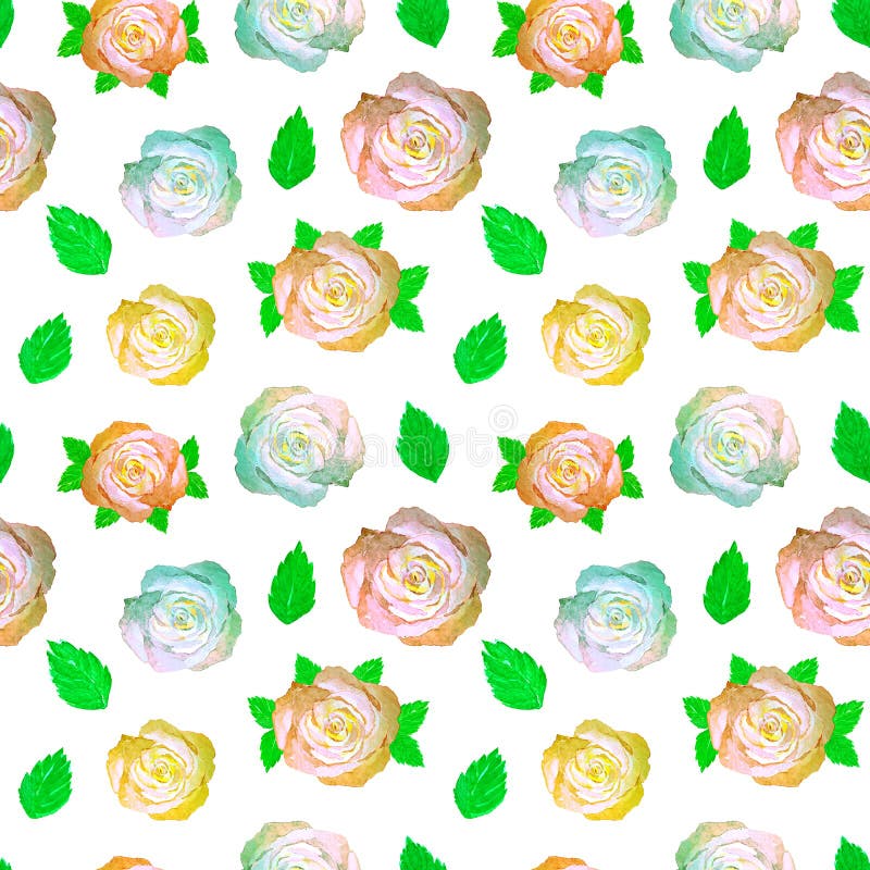 Seamless Pattern with Roses and Leaves, Bright Illustration for Card ...