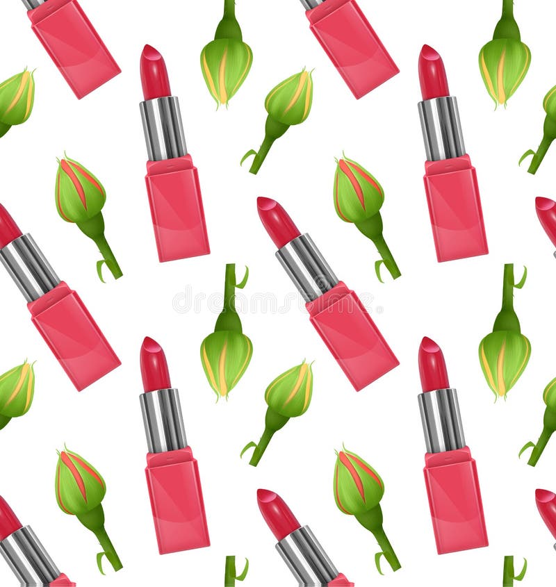 Seamless Pattern with Roses Lipstick Prints. Can Be Used for Wallpapers ...
