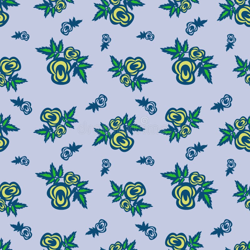 Seamless Pattern with Roses Stock Illustration - Illustration of raster ...