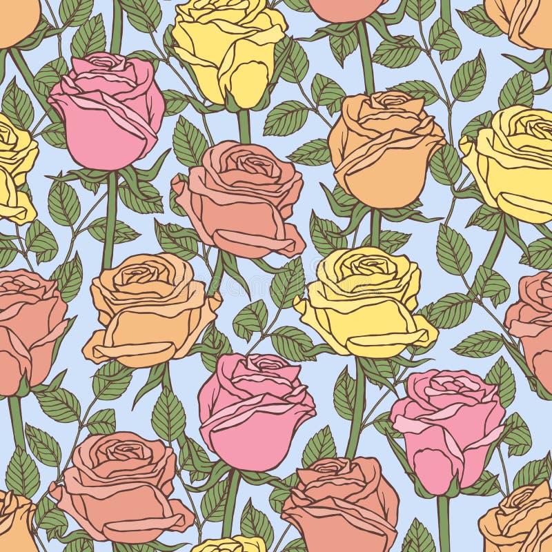 Seamless Pattern with Roses Stock Vector - Illustration of plant ...