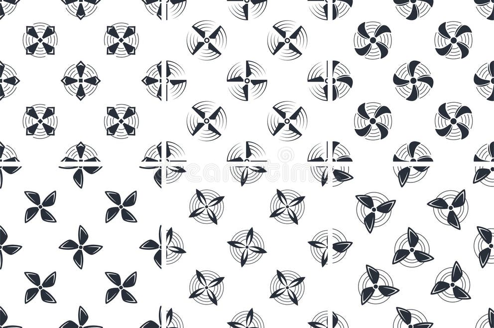 Seamless Pattern with Rotating Propellers and Wind Turbines Generating Renewable Energy Stock ...