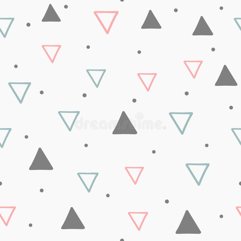 Seamless Pattern with Round Spots and Triangles Drawn by Hand. Simple ...