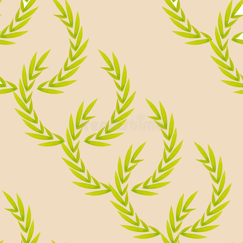 Seamless Pattern of Rounded Shapes from Green Leaves in Doodle Style ...