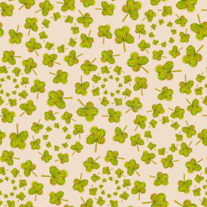 Seamless Pattern of Rounded Shapes from Green Leaves in Doodle Style ...
