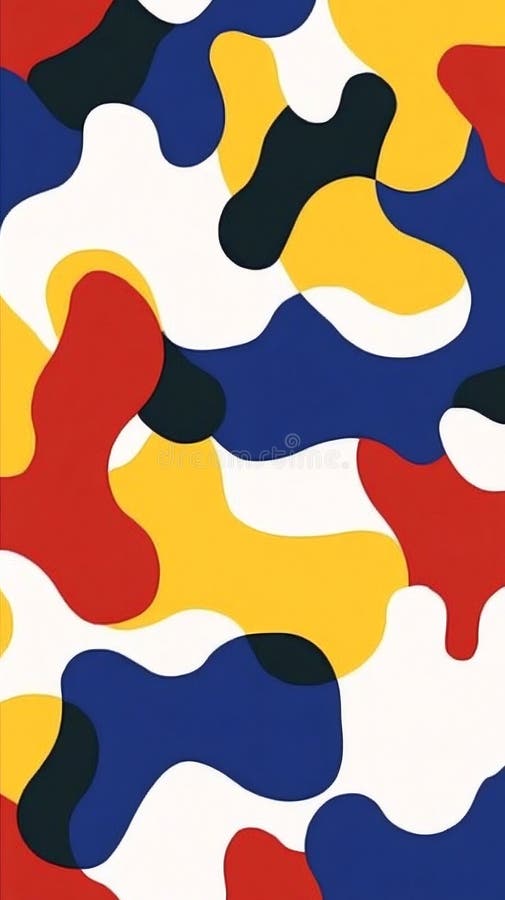 Seamless Pattern with Rounded Shapes in Primary Colors, White and Black ...