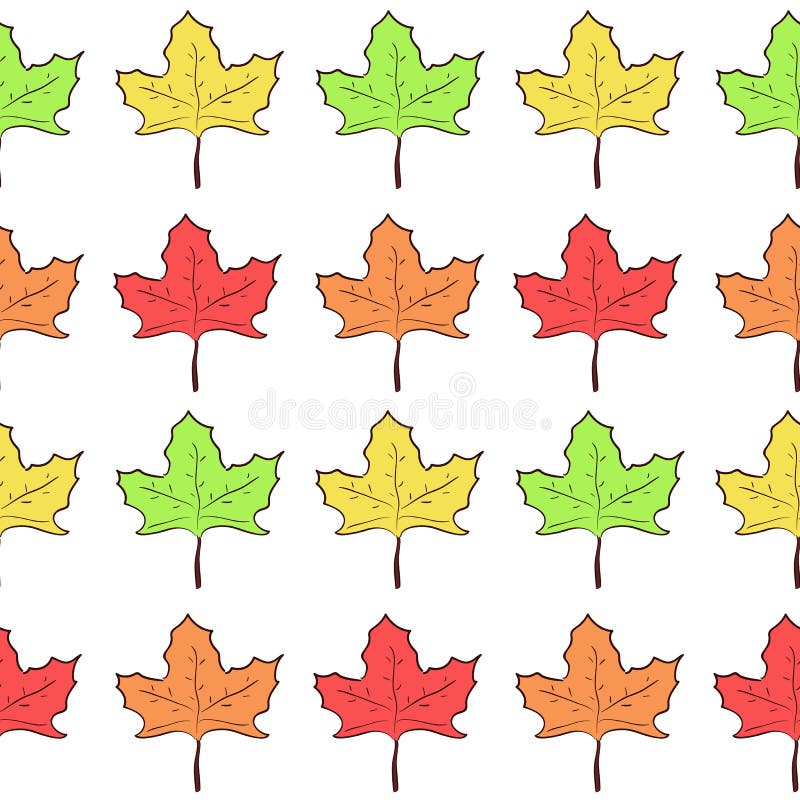 Seamless Pattern with Rows of Cute Maple Leaves Stock Vector ...