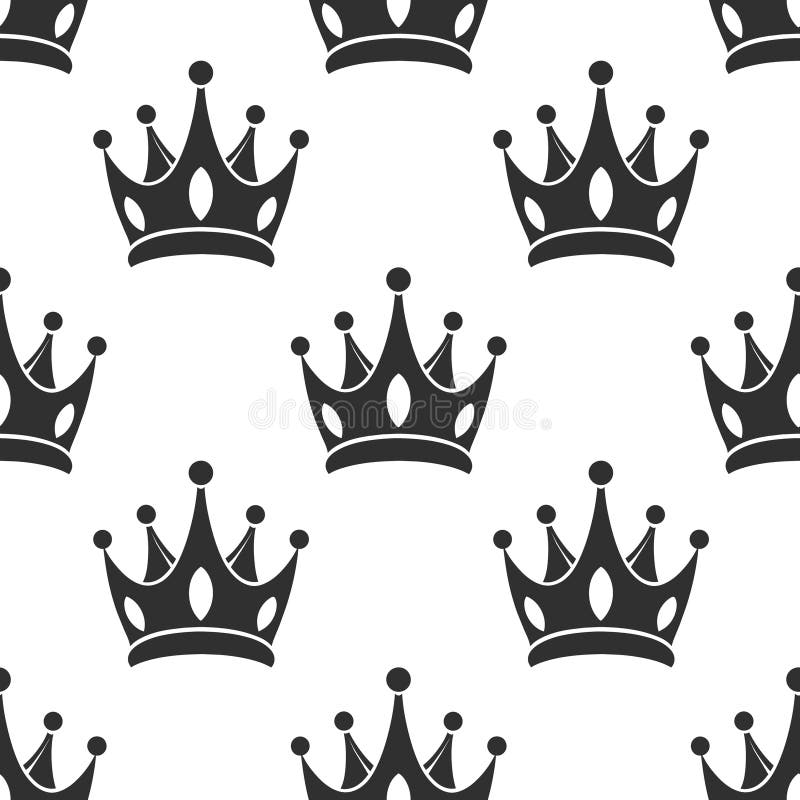 Seamless Pattern of Royal Crowns. Silhouettes of Crowns on a White ...