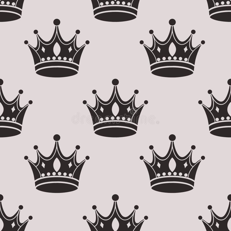 Seamless Pattern of Royal Crowns. Silhouettes of Crowns on a White ...