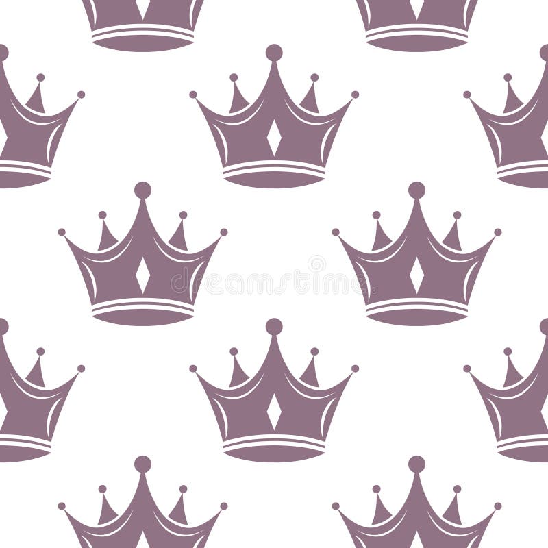 Seamless Pattern of Royal Crowns. Silhouettes of Crowns on a White ...