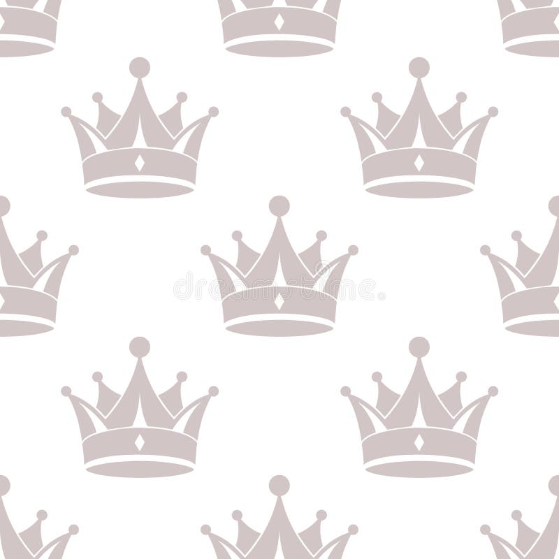 Seamless Pattern of Royal Crowns. Silhouettes of Crowns on a White ...