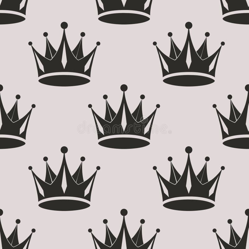 Seamless Pattern of Royal Crowns. Silhouettes of Crowns on a White ...