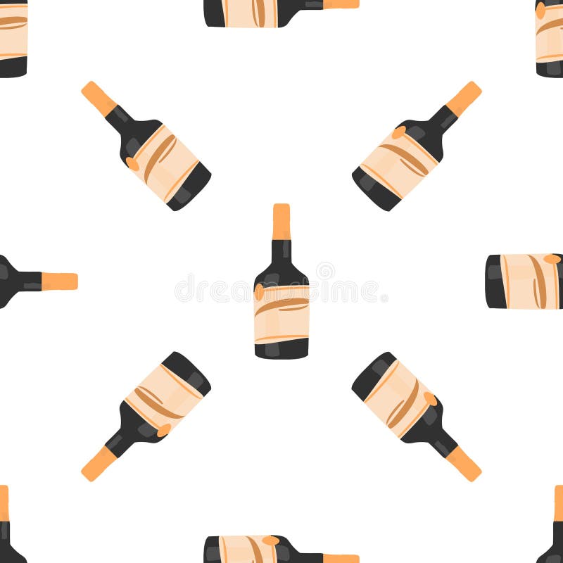 Seamless Pattern of Rum Bottle on White Background Isolation Stock ...
