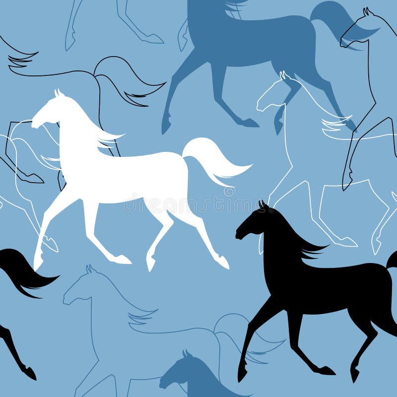 Seamless Pattern with Running Horses. Stock Vector - Illustration of ...