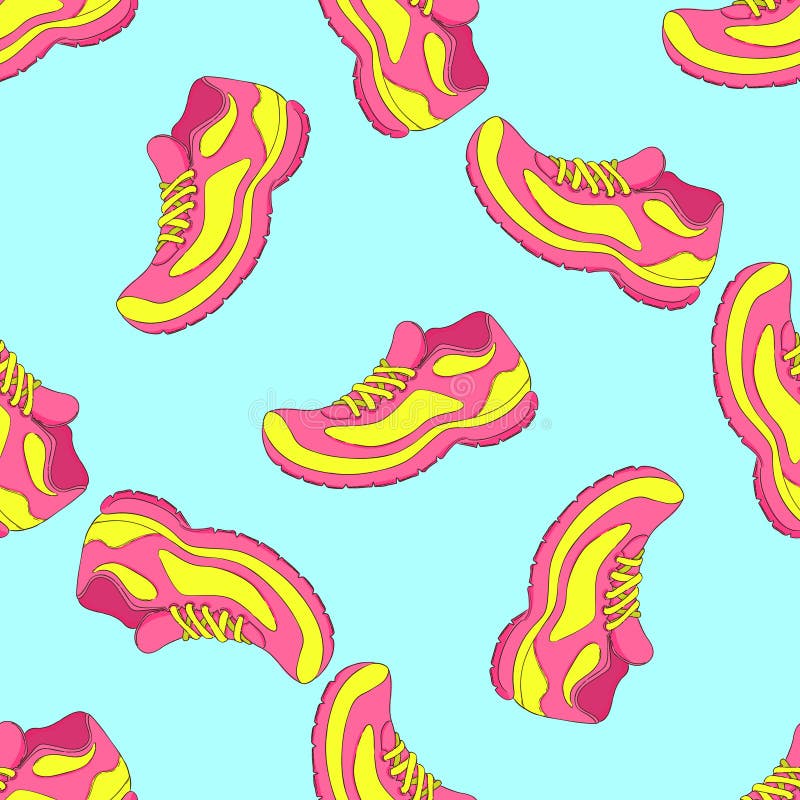 Seamless Pattern with Running Shoes. Vector Stock Vector - Illustration ...