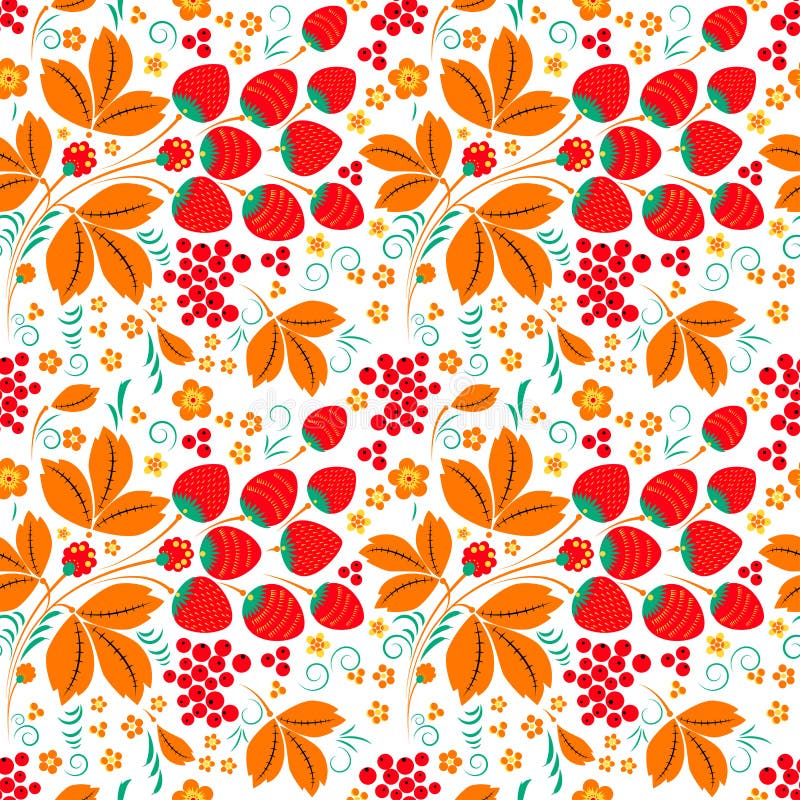 Seamless Pattern in Russian Folk Style Stock Illustration ...