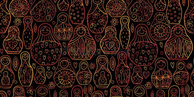 Seamless Pattern with Russian Nesting Dolls, Matryoshka Stock Vector ...