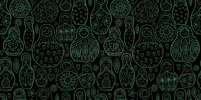 Seamless Pattern with Russian Nesting Dolls, Matryoshka Stock ...