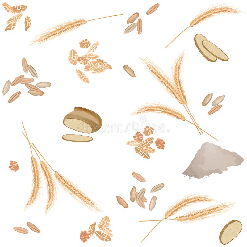 Seamless Pattern with Rye Foodstuff Stock Vector - Illustration of ...
