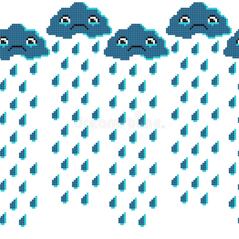 Sad Cloud. Pixel Art, Cartoon Vector Illustration Stock Vector ...