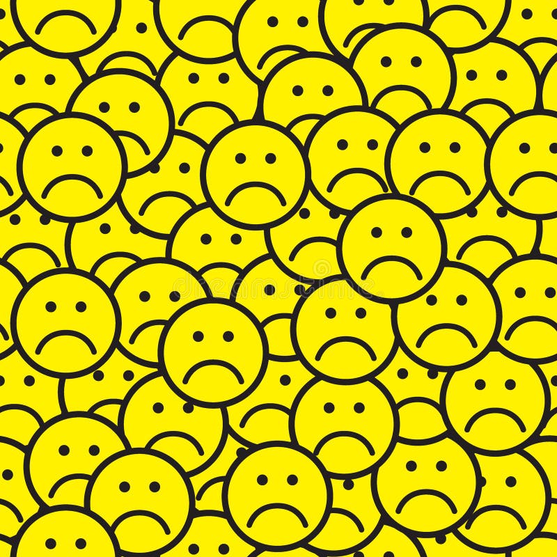Seamless Pattern with Sad Face Icons Stock Illustration - Illustration ...