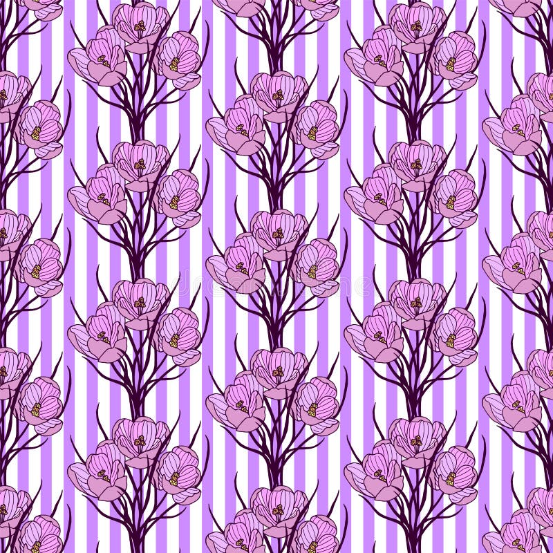 Seamless Pattern of Saffron Flowers, Crocus. Vector Stock Drawing Eps10 ...
