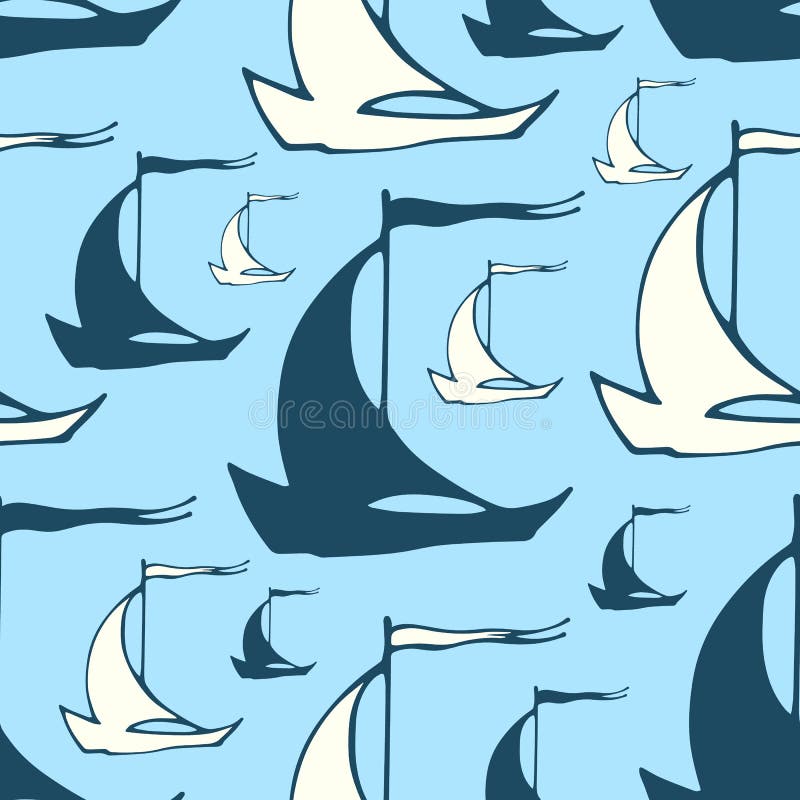 Seamless Pattern with Sailing Boats Stock Vector - Illustration of ...