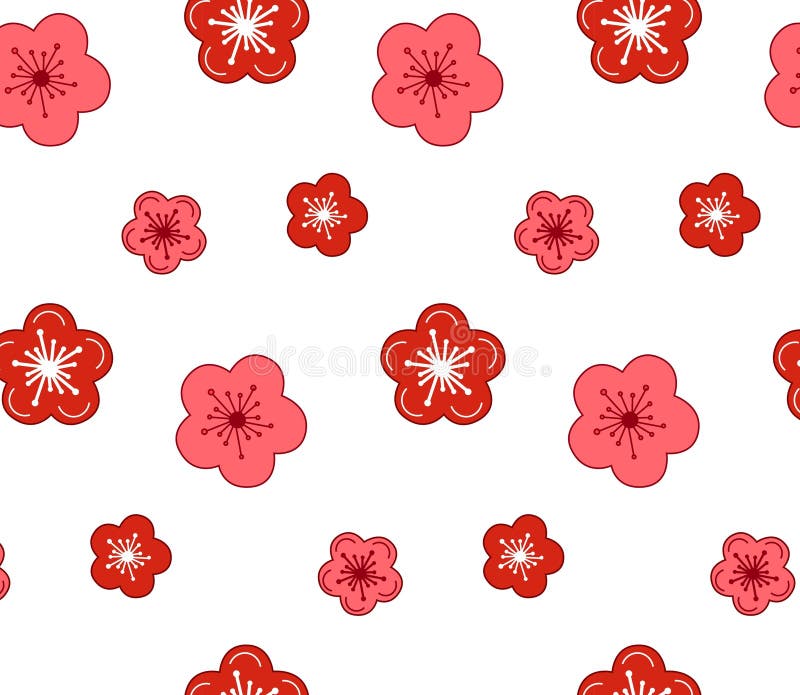 Seamless Pattern with Sakura Cherry Blossom Flowers, Design Elements ...