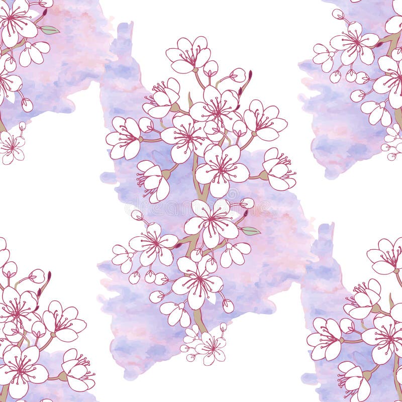 Seamless Pattern Sakura stock illustration. Illustration of decoration ...