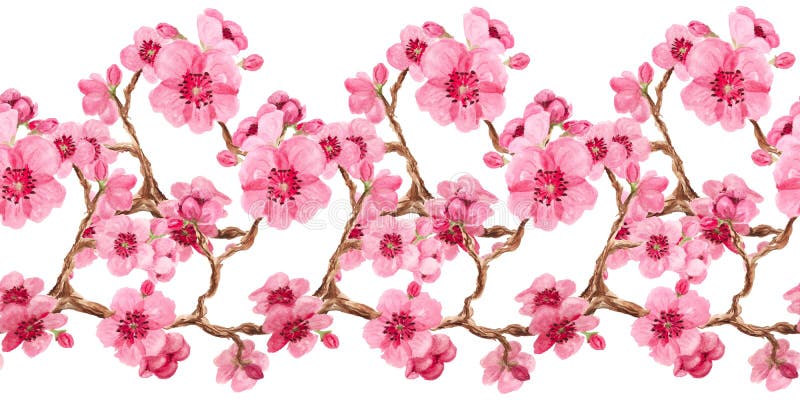 Seamless Pattern with Sakura Stock Illustration - Illustration of ...