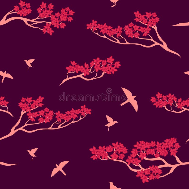 Seamless Pattern of Sakura Tree Stock Vector - Illustration of japan ...