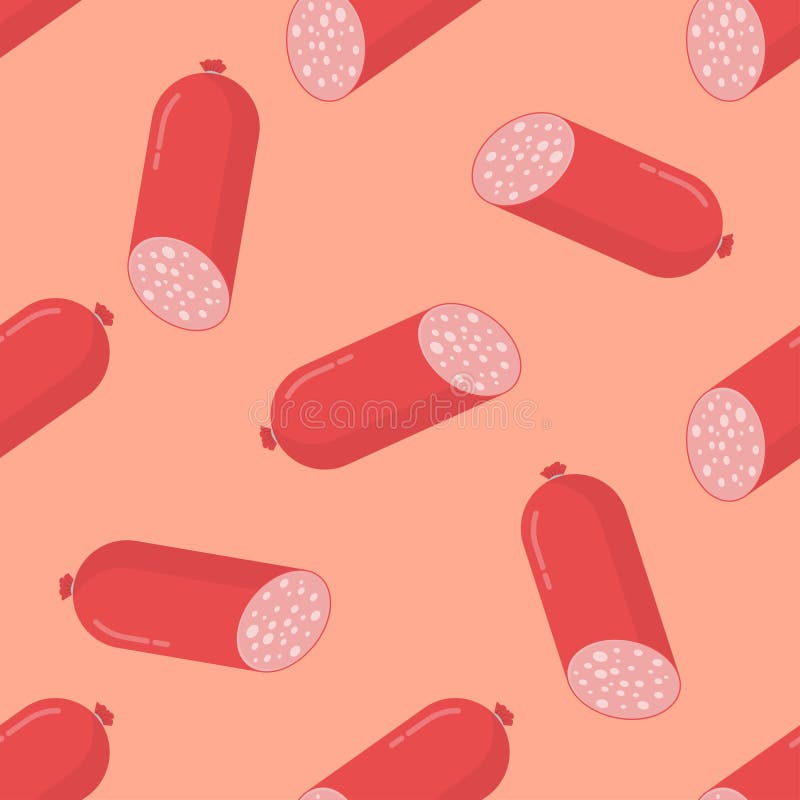 Seamless Pattern with Salami Sausage. Vector Texture Stock Vector ...
