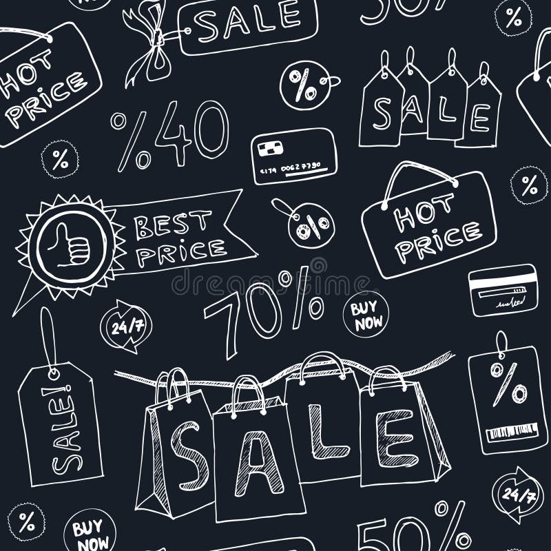 Seamless Pattern with Sale Icons Set Stock Vector - Illustration of ...