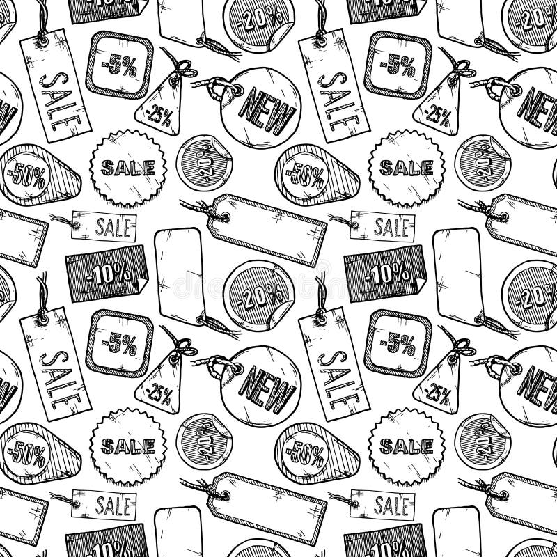 Pattern with sale labels stock vector. Illustration of graphic - 161680721