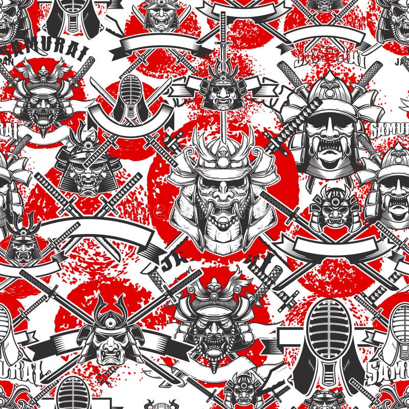 Seamless Samurai Armor Pattern. Stock Vector - Illustration of buckle ...