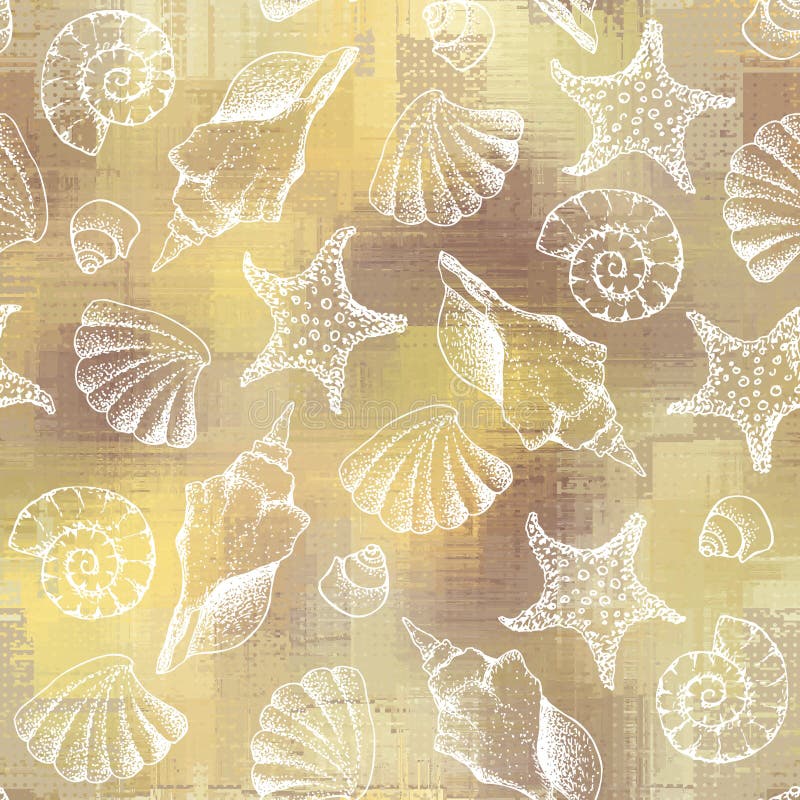 Sand Pattern and Hand Draw in Marine Style. Stock Vector - Illustration ...