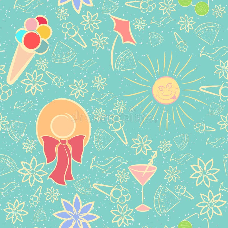 Summer Seamless Pattern with Texture Stock Vector - Illustration of ...