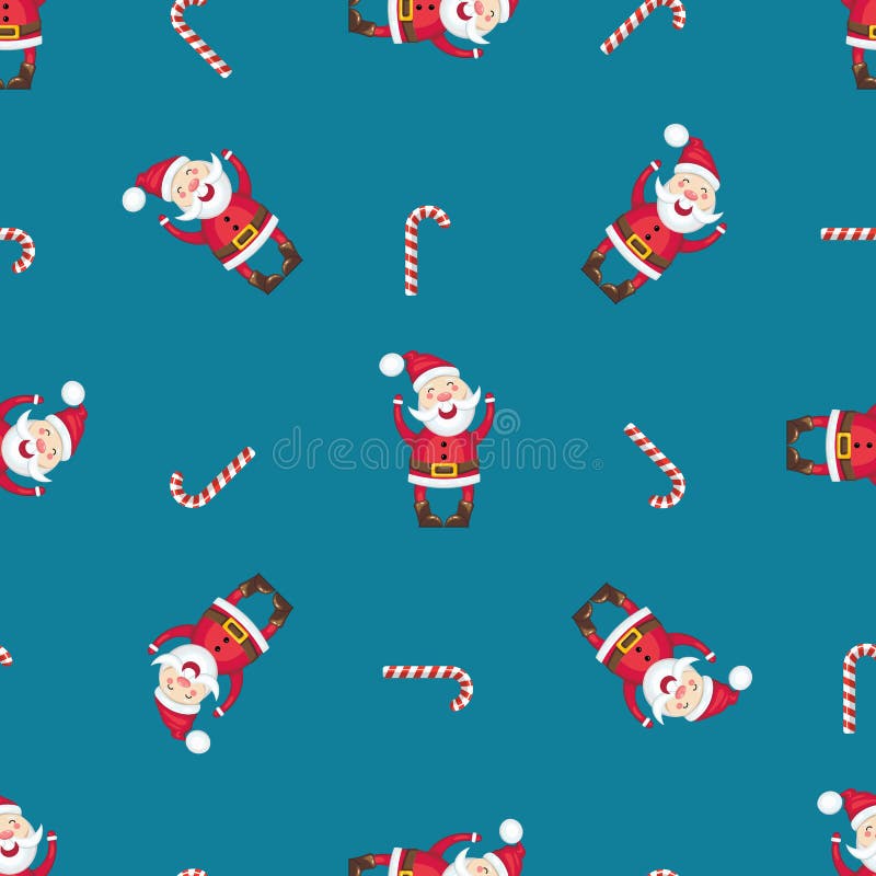 Seamless Pattern with Santa Claus and Candy Cane Stock Vector ...