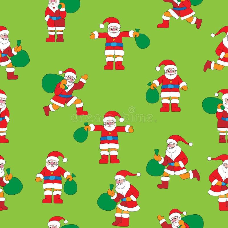 Moving Santa Claus Seamless Pattern Stock Vector - Illustration of tree ...