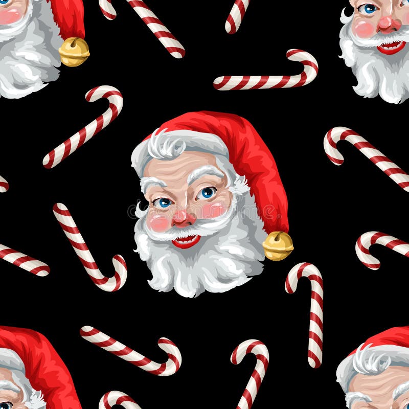 Seamless Pattern with Santa Claus Face. Vector. Stock Vector ...