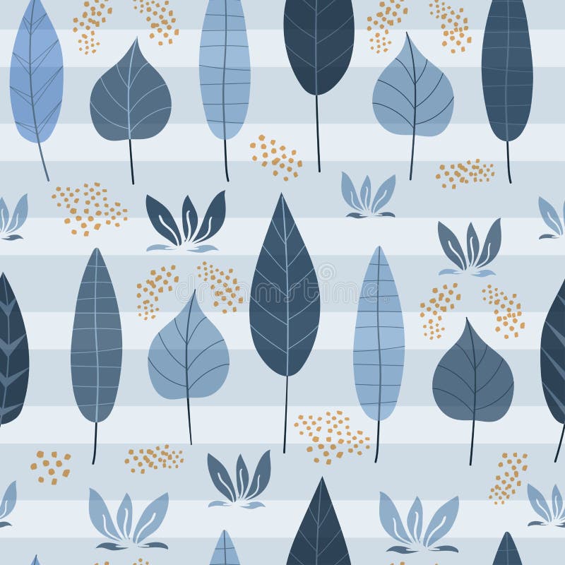 Seamless Pattern in Scandinavian Style. Abstract Stylized Trees in Blue ...