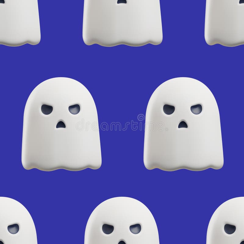 Seamless Pattern with Scary Ghosts 3D Style, Vector Illustration Stock ...