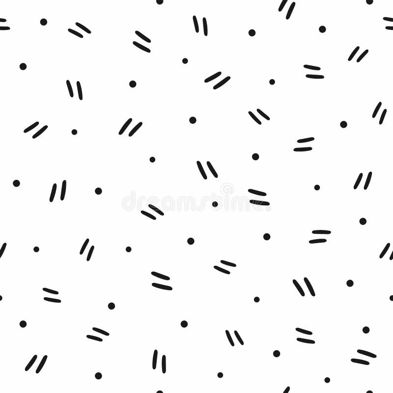 Seamless Pattern with Scattered Dots and Short Lines Hand Drawn. Stock ...