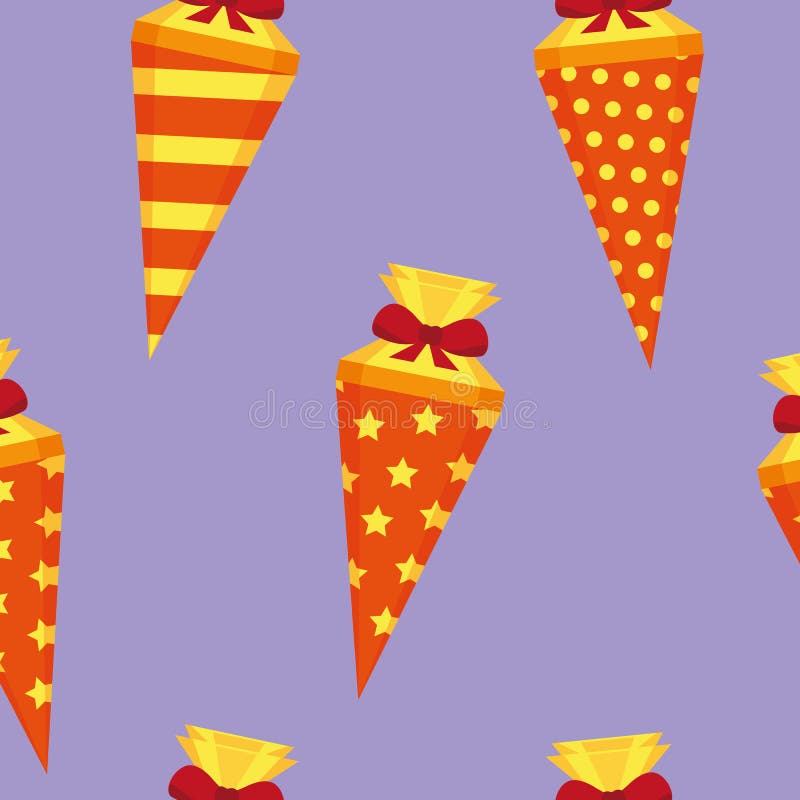 Seamless Pattern School Candy Cone Stock Vector - Illustration of ...