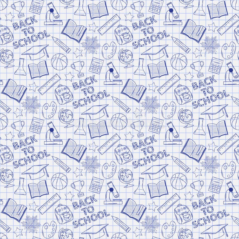 Seamless Pattern with School Elements Stock Vector - Illustration of ...