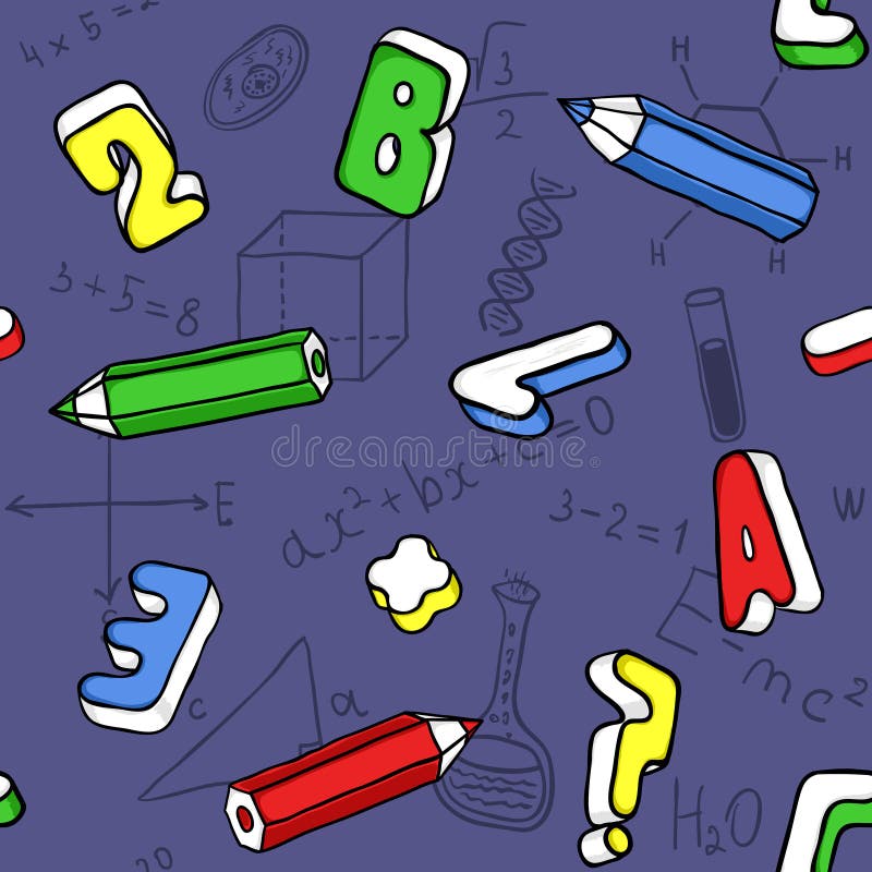 Seamless Pattern with School Elements Stock Vector - Illustration of classroom, learning: 31288398