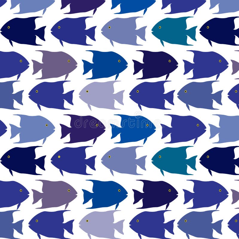 Seamless Pattern School of Fish Stock Illustration - Illustration of ...