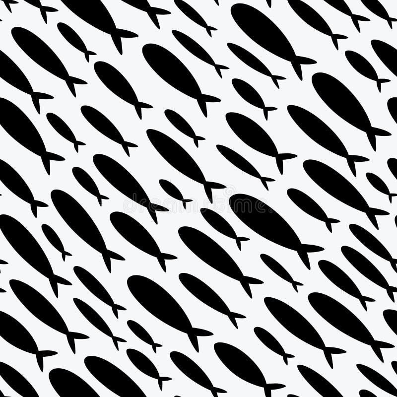 Seamless Pattern with a School of Fish. Wallpapers with Silhouettes of ...