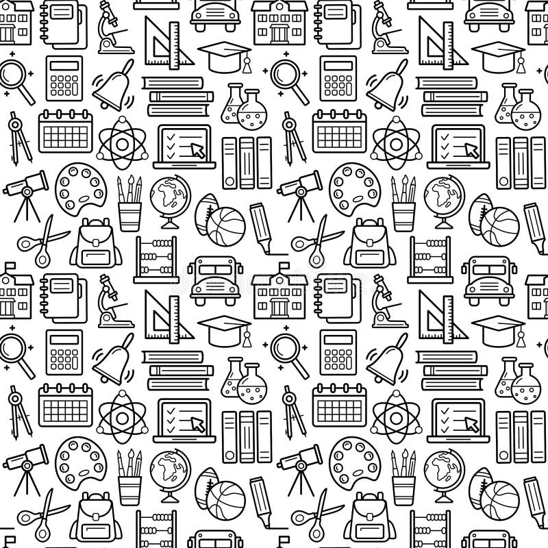 Seamless Pattern with School Icons. Vector Illustration Stock Vector ...