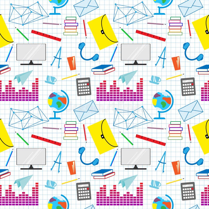 Seamless Pattern on a School Theme with Design Elements Stock Vector ...
