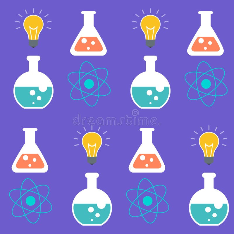 Seamless Pattern. Science Symbols Over Purple Background. Stock Vector ...